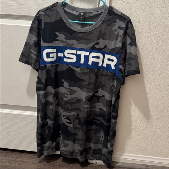 G-Star | Shirts | Gstar Camouflage Tee With Blue Logo | Poshmark